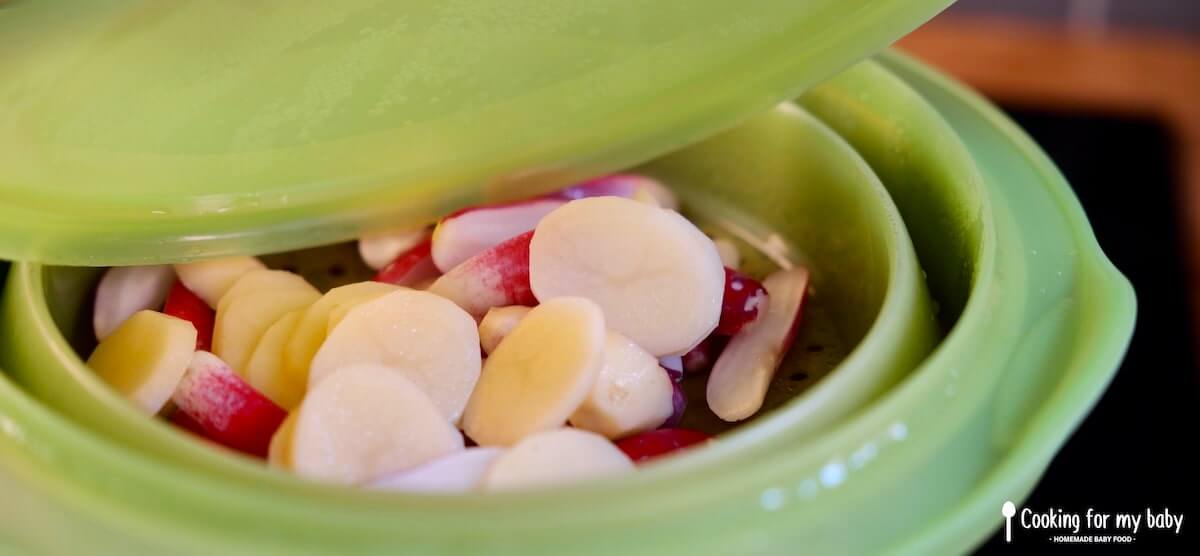 Pink Radish, Potato, and Cream Cheese baby Puree Recipe (From 6 Months ...